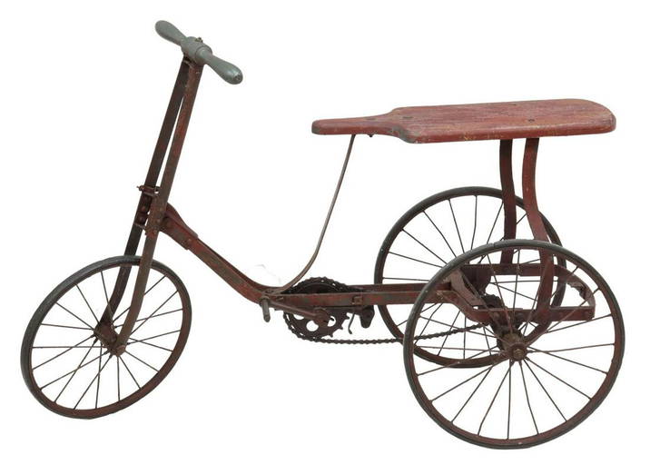 Antique Child's Iron Frame Velocipede Tricycle