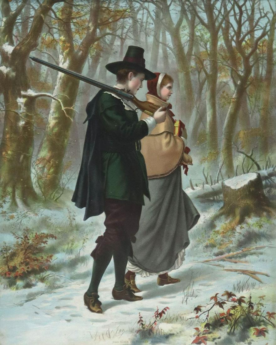 Framed John Alden & Priscilla Mullins Wedded Print