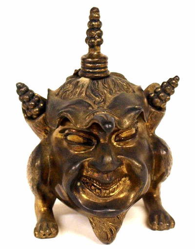 Antique Brass Smiling Devil Form Cigar Lighter