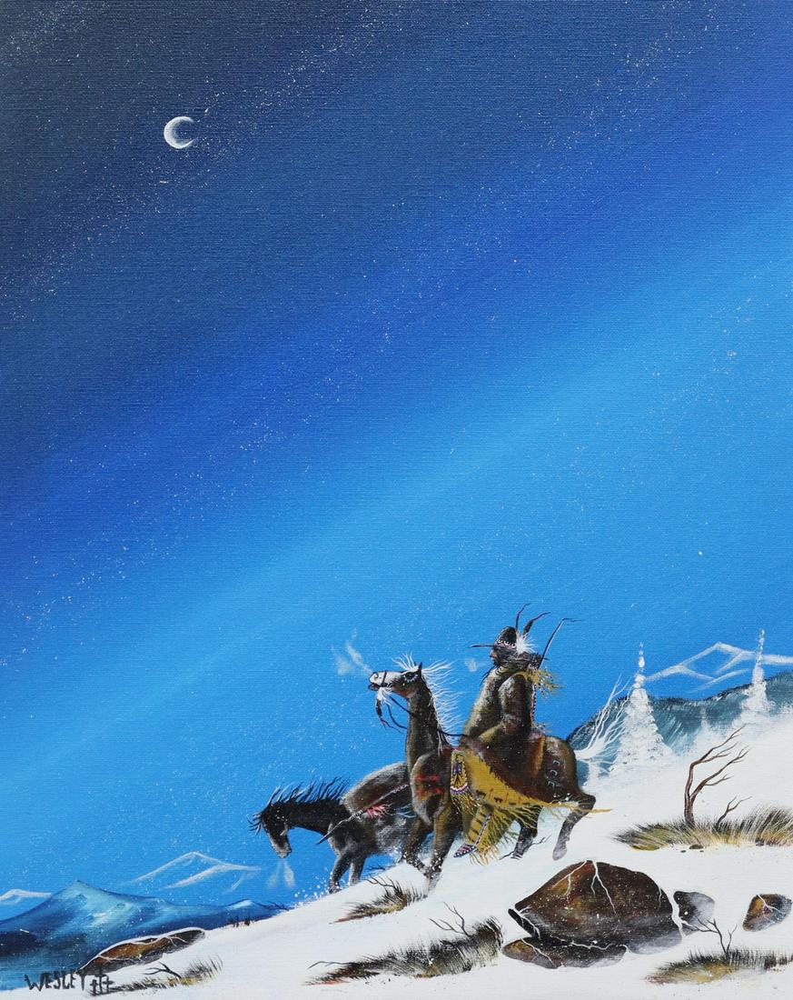 TILLIER WESLEY (MUSCOGEE, 1955-2006) PAINTING | Barnebys