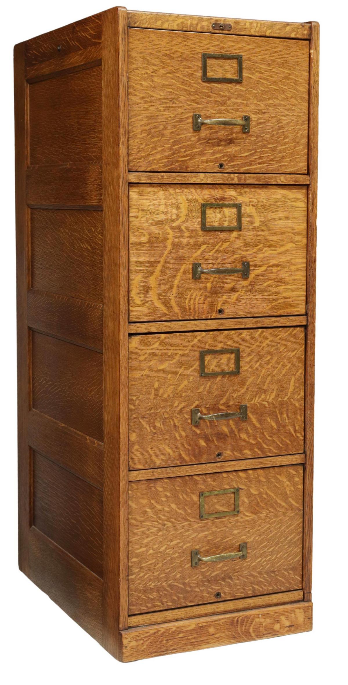 American Oak Four Drawer File Cabinet