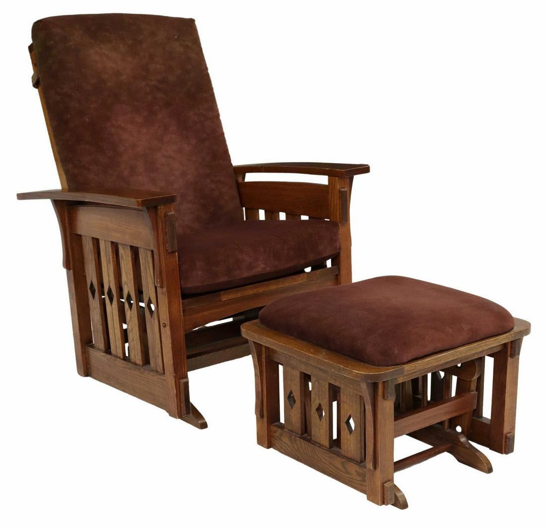 2) CRAFTSMAN STYLE OAK MORRIS GLIDER ROCKING CHAIR | Barnebys