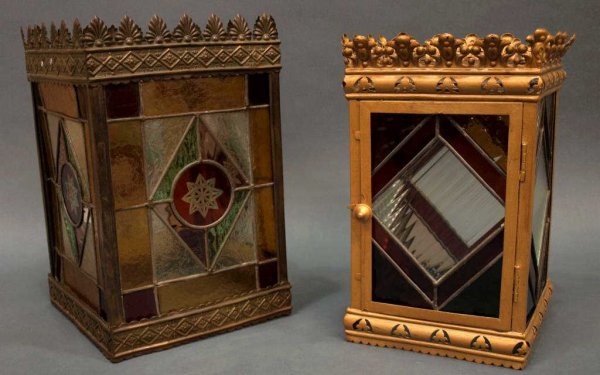 Antique Stained & Lead Glass Lamp Shades