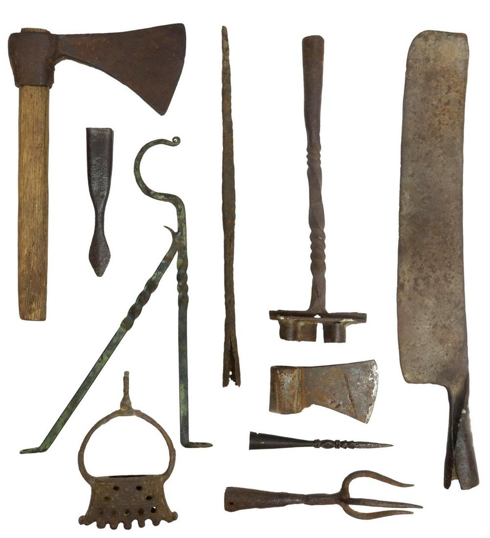 (10) Spanish Colonial & Frontier Forged Iron Tools