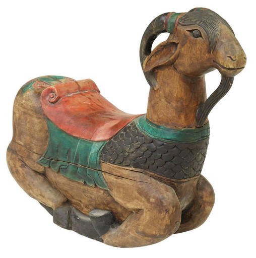 Carved & Polychromed Wood Child's Rocking Goat