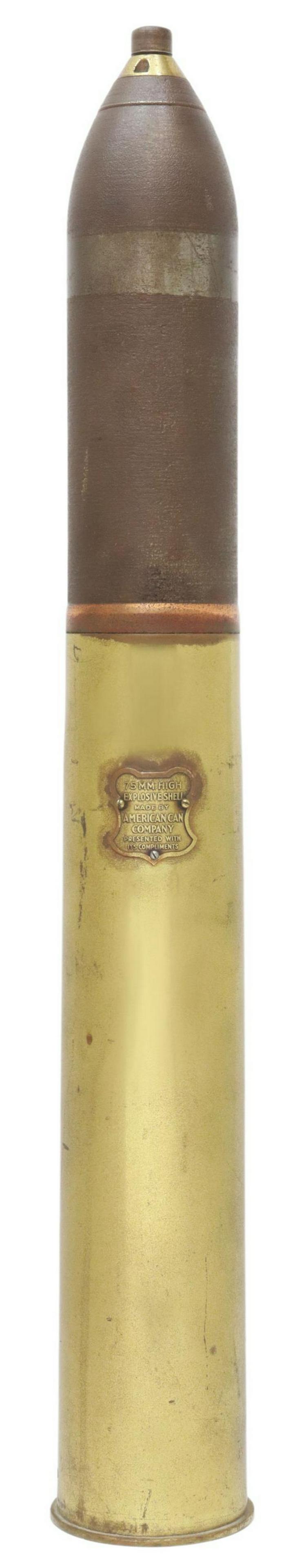 U.S. WWI INERT PRESENTATION ARTILLERY SHELL, 75MM | Barnebys