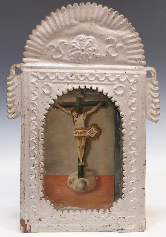 206: PAINTING, OUR LORD OF ESQUIPULAS, IN TIN NICHO