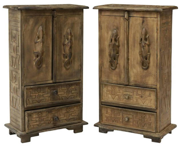 (2) DECORATIVE AFRICAN FIGURAL CARVED CABINETS - Jan 21, 2022 | Austin ...