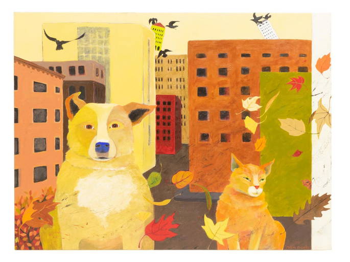 ROBIN ESCHNER MODERN ACRYLIC PAINTING DOG & CAT (#0364) on Jan 21, 2022 ...