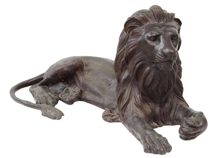 A. Tiot Patinated Bronze Sculpture Recumbent Lion