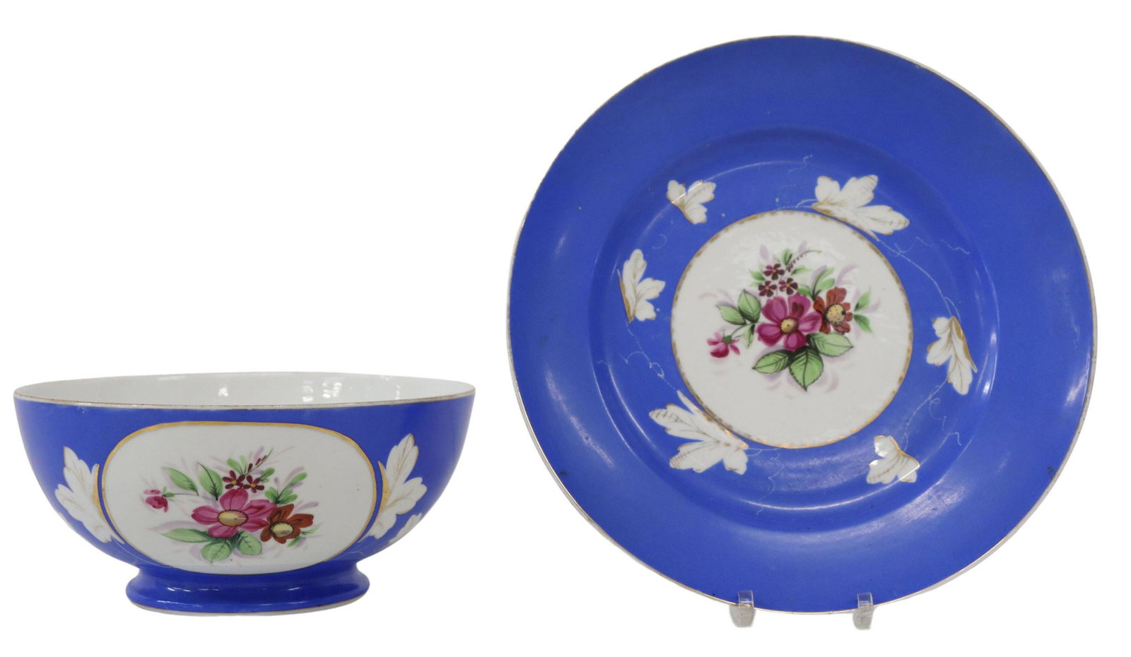 (2) Russian Gardner Porcelain Floral Bowl & Plate