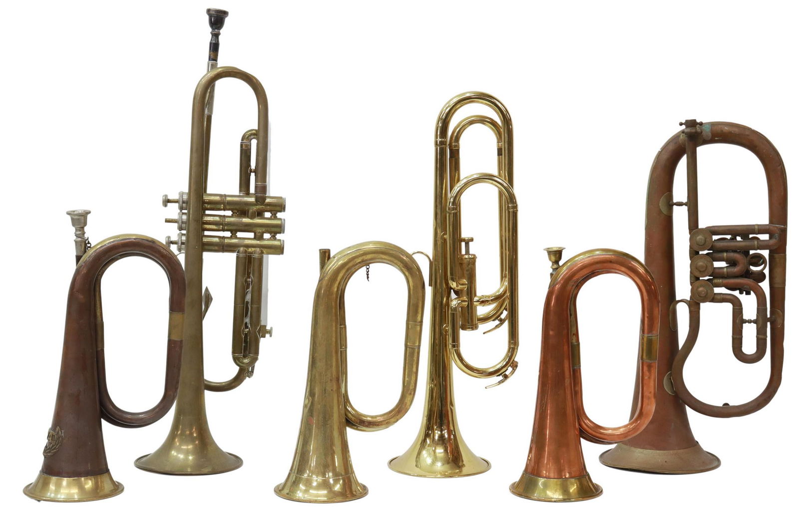 (6) BUGLES & TRUMPETS, ROTARY VALVE TRUMPET | Barnebys