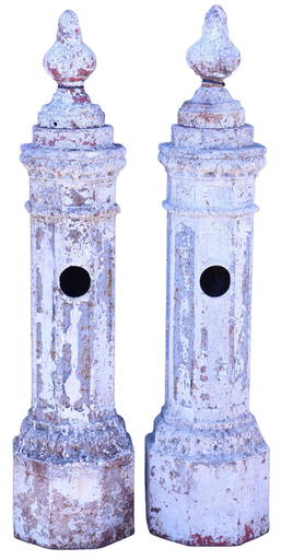 (2) Cast Iron Octagonal Column Form Bollards