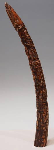 Antique Ivory Tusk Snake, Profuse Figural Carving