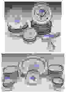 Lot Chinese Porcelain Rice Pattern Dinnerware