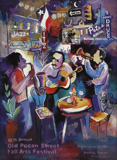 Warren Cullar Signed Pecan Street Festival Poster