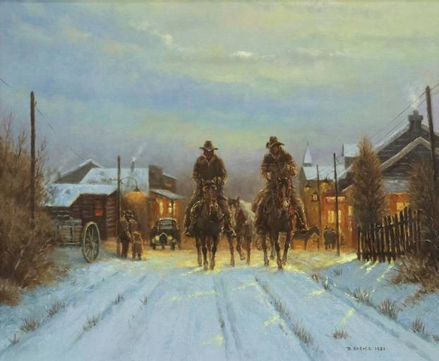 B. Adams Western Cowboy Painting, 20" X 24"