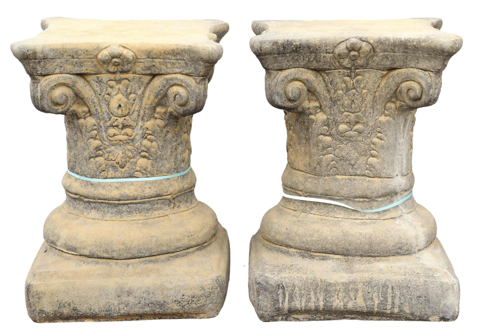 (2) Cast Stone Corinthian Column Pedestals