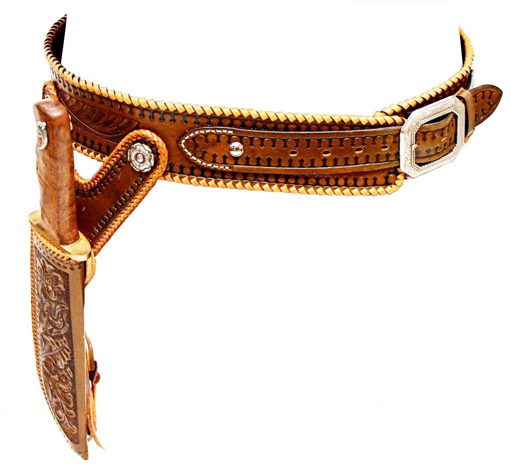 152: NEW CUSTOM WESTERN KNIFE BELT & WINCHESTER KNIFE