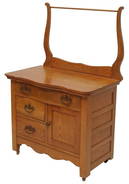 ANTIQUE AMERICAN OAK WASHSTAND WITH TOWEL BAR - Dec 13, 2009 | Austin Auction Gallery in TX