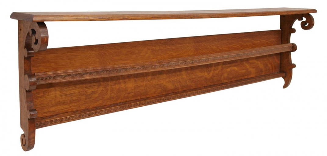 Carved Oak Wall Mounted Plate Rack