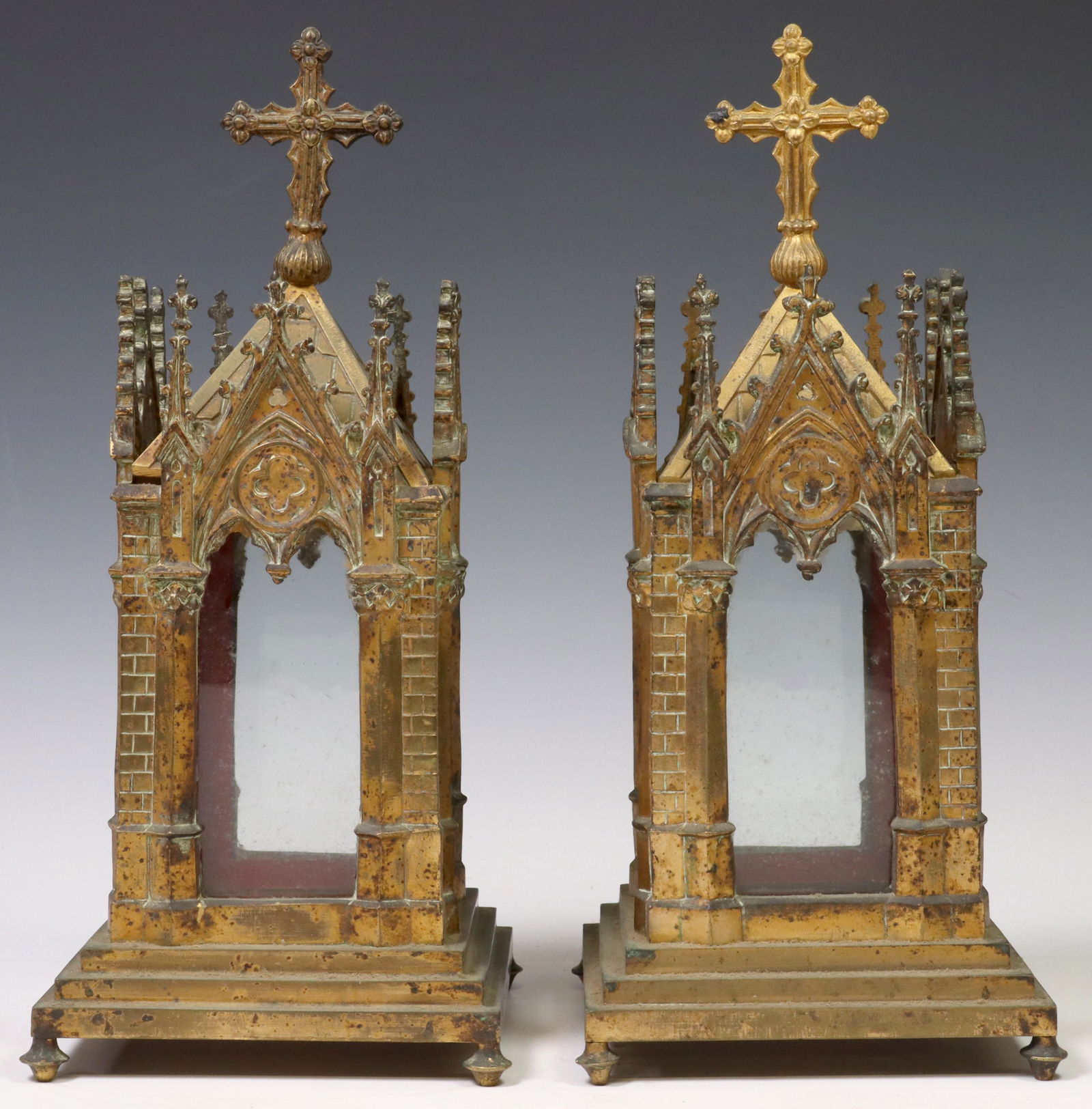 (2) Gothic Revival Cathedral Shaped Reliquaries