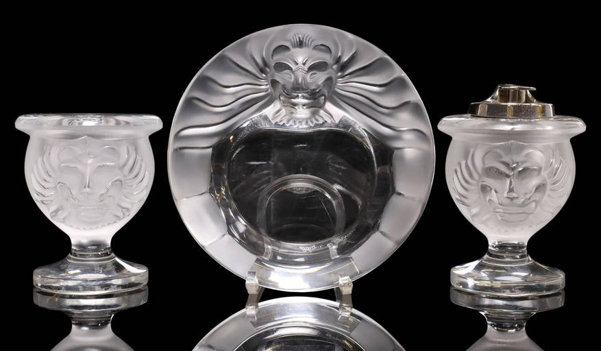 (3) LALIQUE 'TETE DE LION' CRYSTAL SMOKING SET (#1404) on Dec 11, 2022 ...