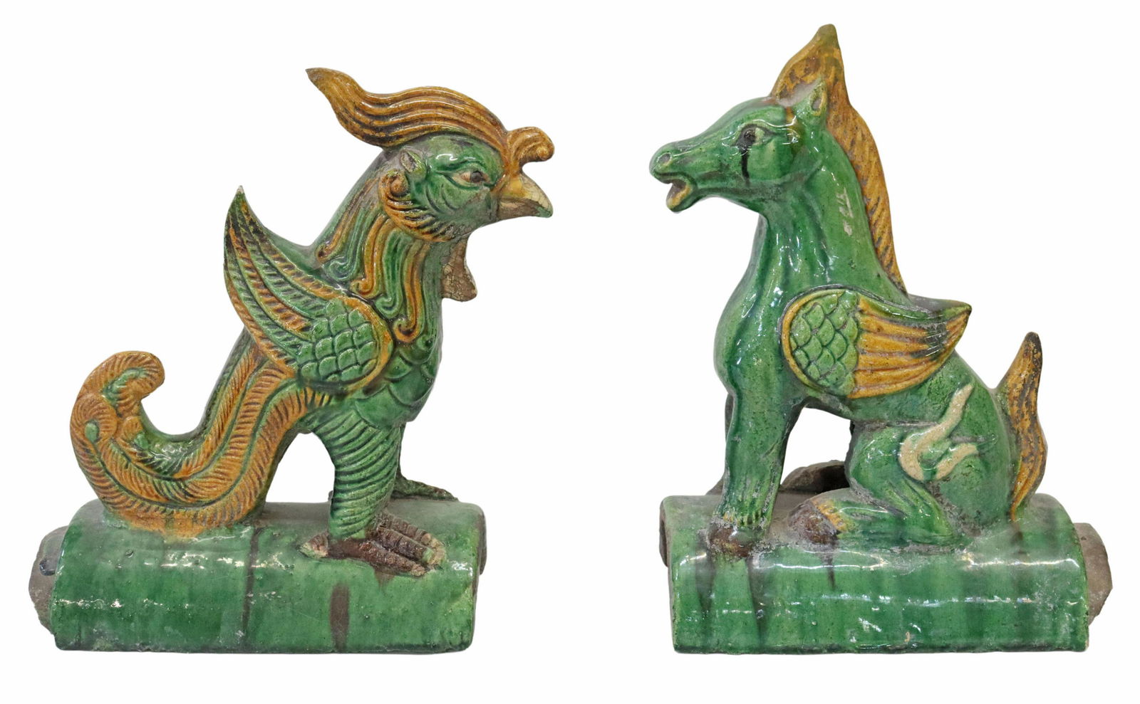 (2) CHINESE MYTHICAL CREATURE CERAMIC ROOF TILES (#1708) on Dec 11 ...