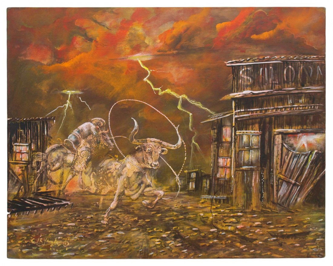 Oil Painting, Mystical Longhorn, Cecil R. Young Jr