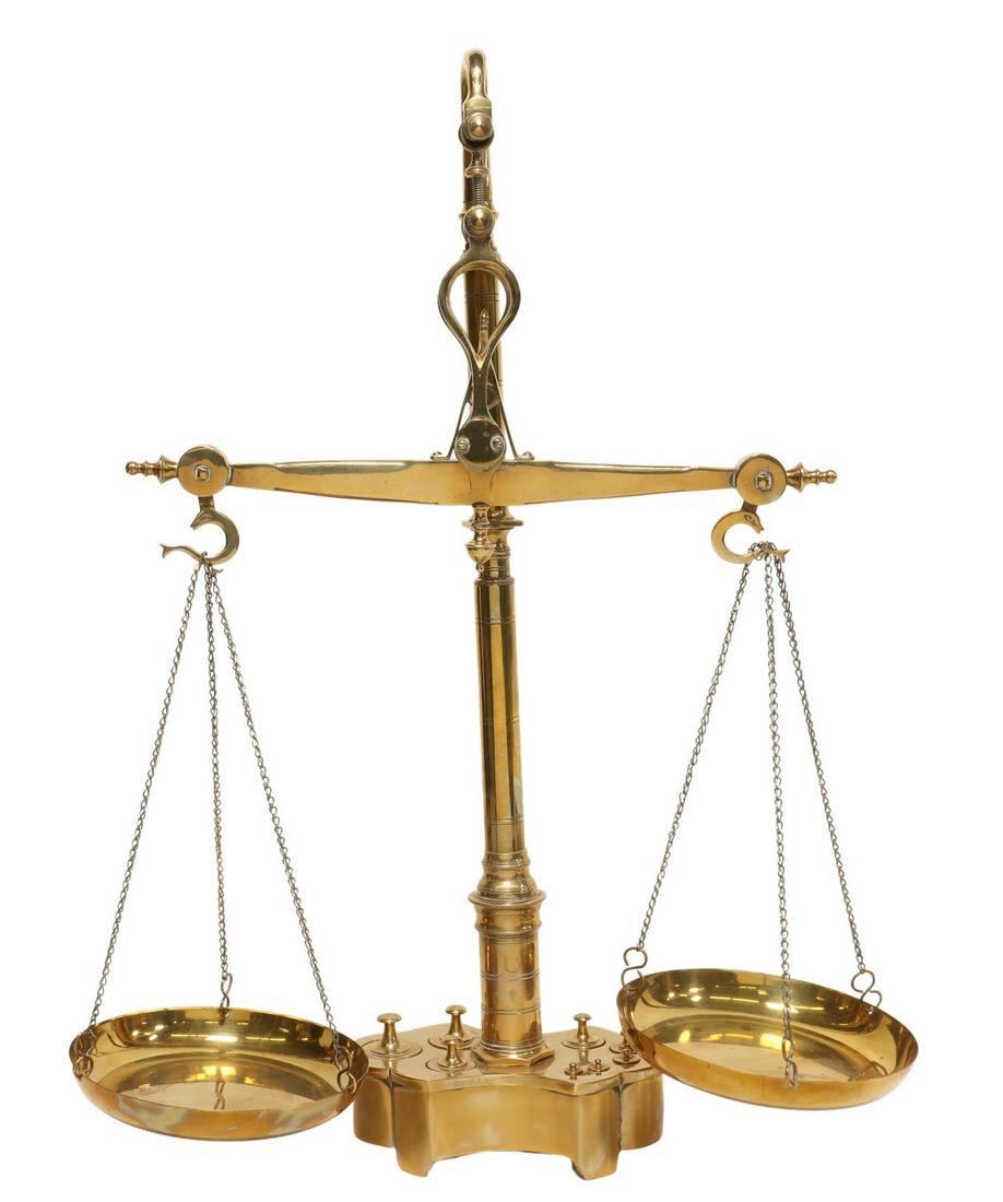 English Brass Balance Scales With Inset Weights