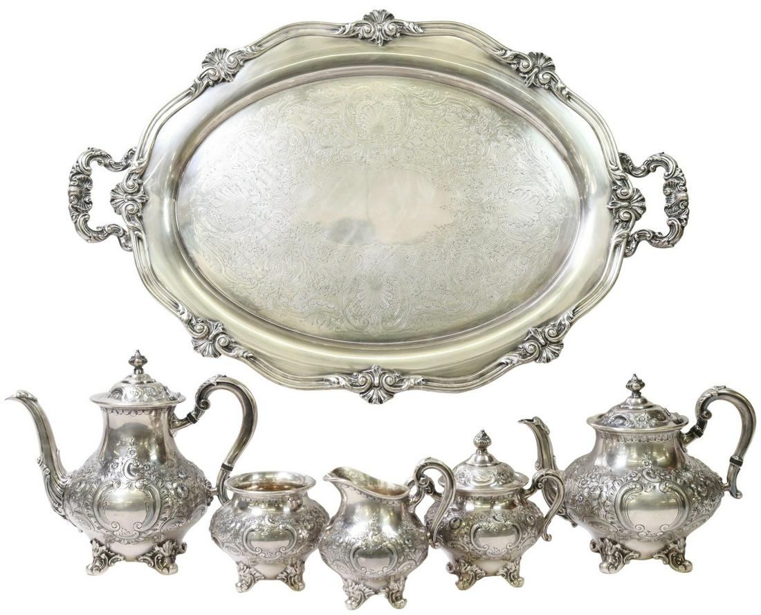 (6) Reed & Barton Regent Chased Epns Tea Service