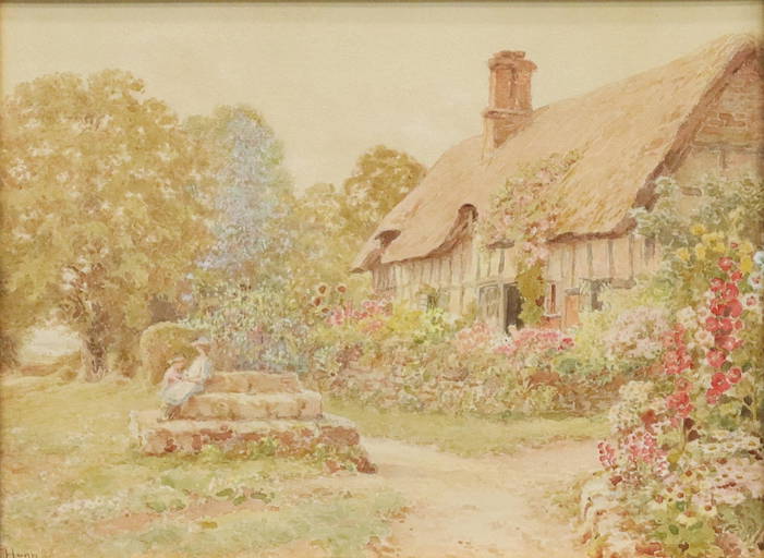 Thomas Henry Hunn (1857 1928) Cottage Watercolor
