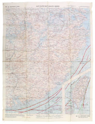 U.s. Army Airforce Wwii Cloth Survival Map