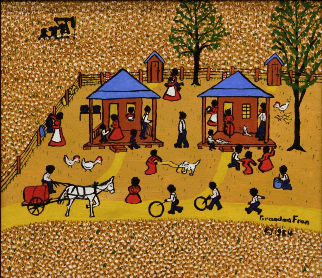 Painting, Folk Art, Cotton Field, Grandma Fran