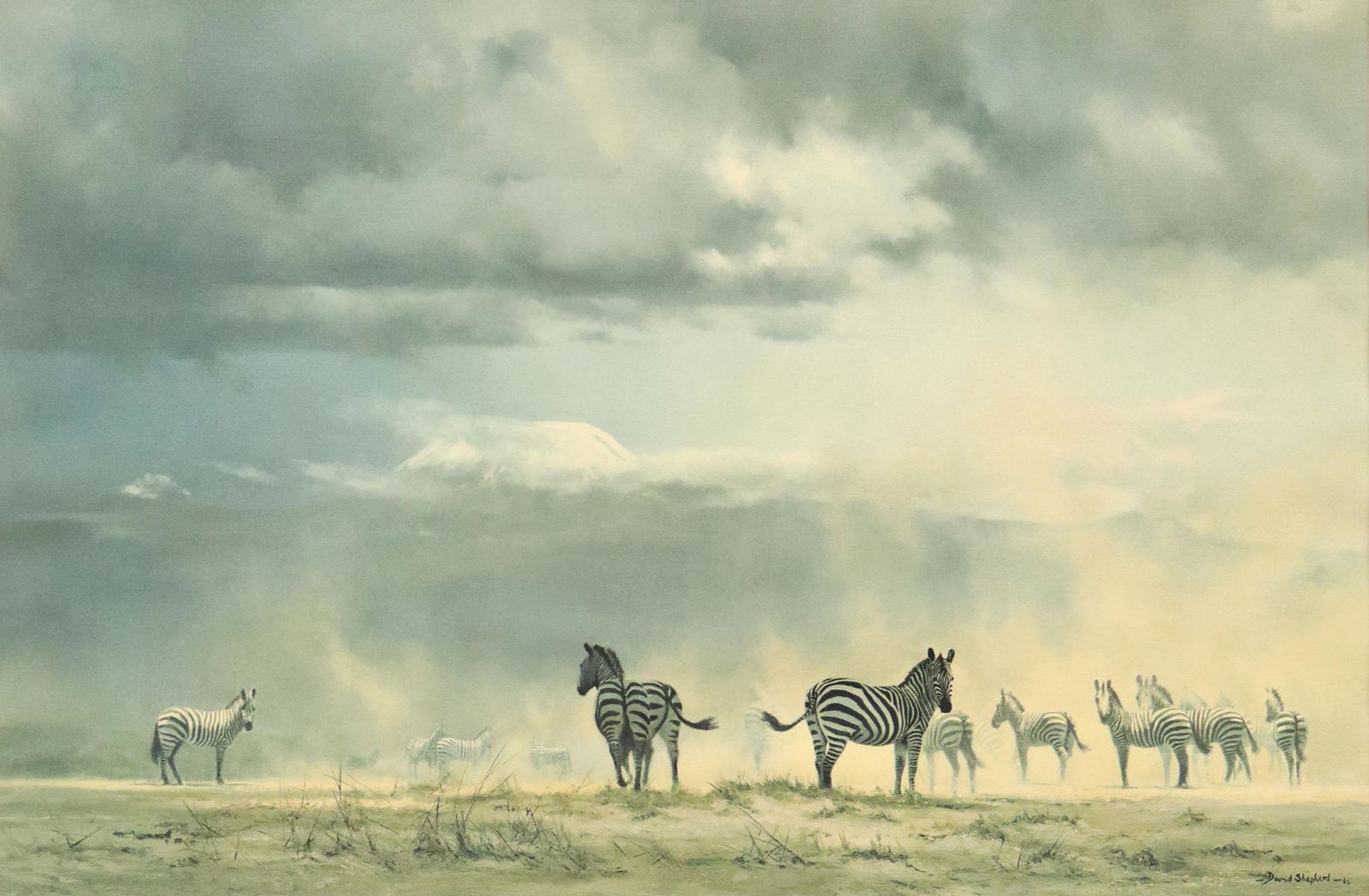 After David Shepherd Print 'storm Over Amboseli'