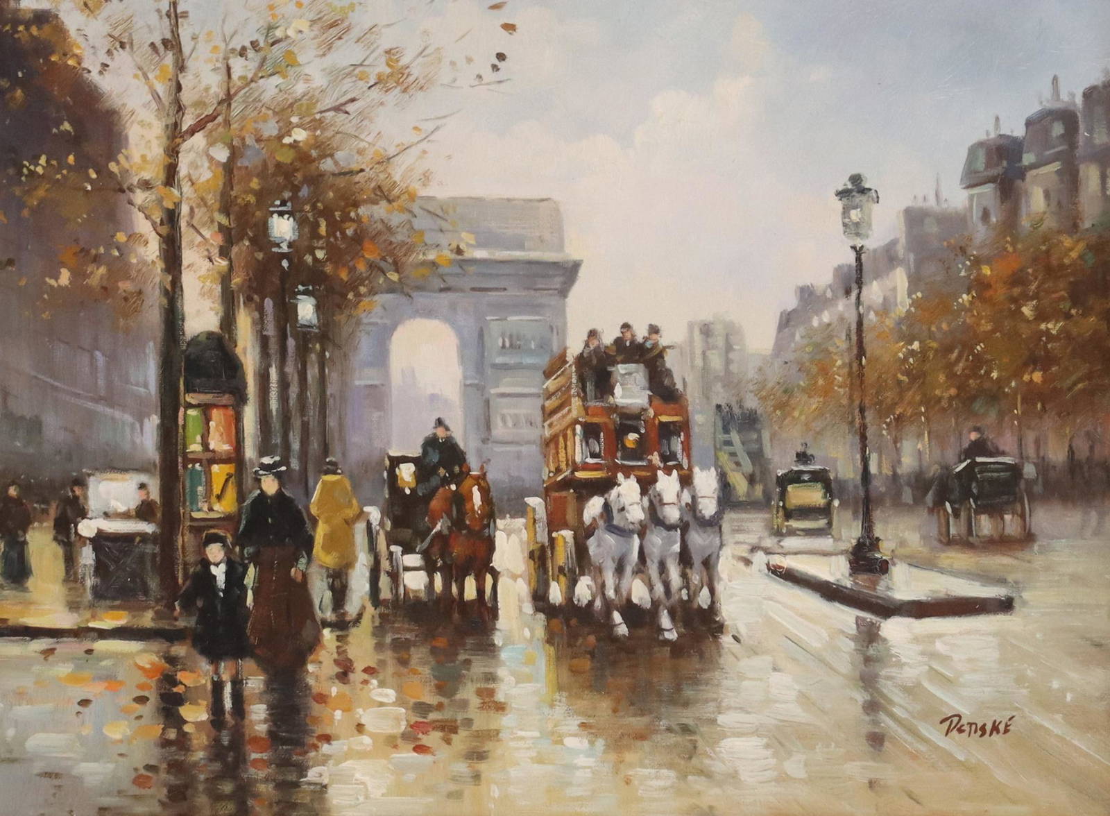 Penske Oil On Canvas Painting Paris Street Scene Auction