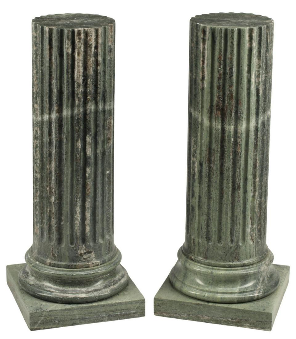 (2) Neoclassical Style Marble Fluted Columns