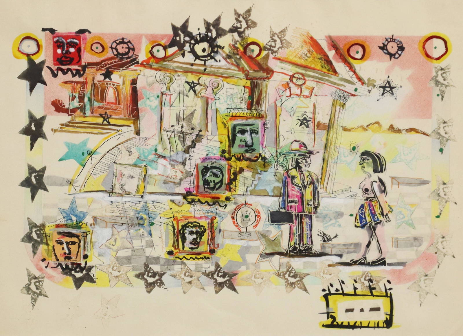 Patrick Wadley (atx 1950-1992) Mixed Media Collage Auction