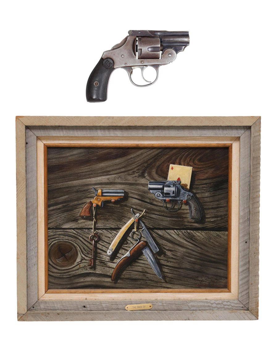 2) Cameron Blagg Painting & .38 Prop Revolver Auction