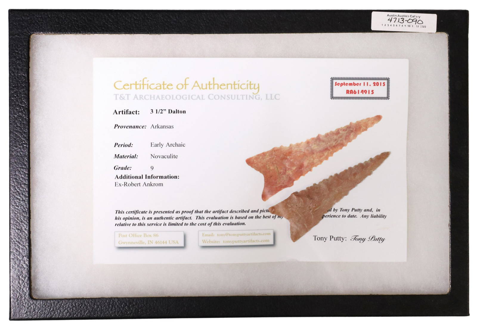 Native American Paleo Dalton Arrowhead Auction