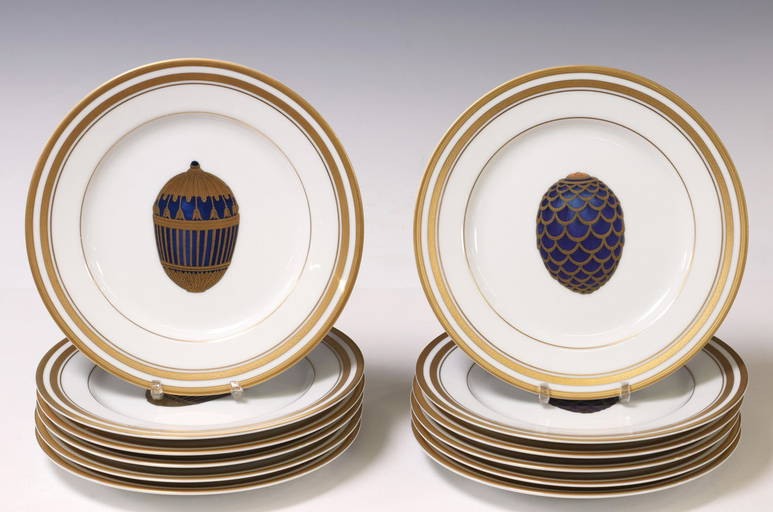 (12) Faberge Imperial Egg Porcelain Salad Plates