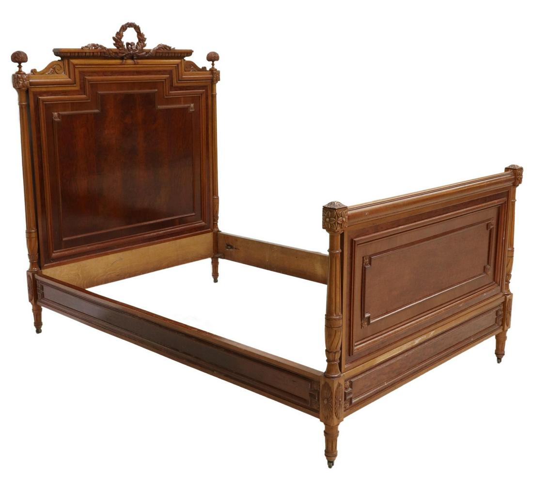 French Louis Xvi Style Mahogany Wreath Crest Bed Auction