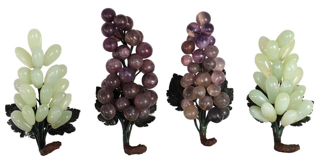 (4) Chinese Carved Hardstone Grape Clusters