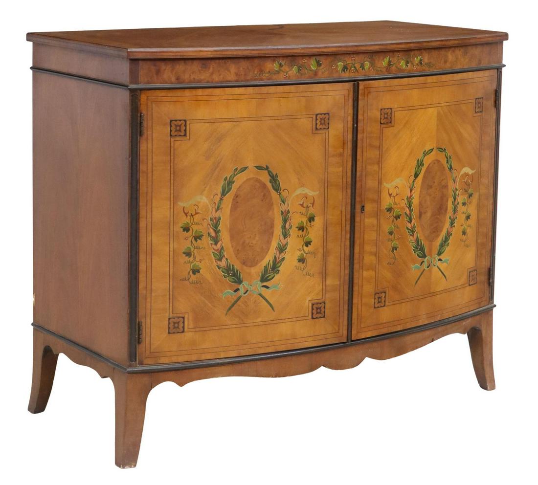Adam Style Painted Bowfront Cabinet Auction