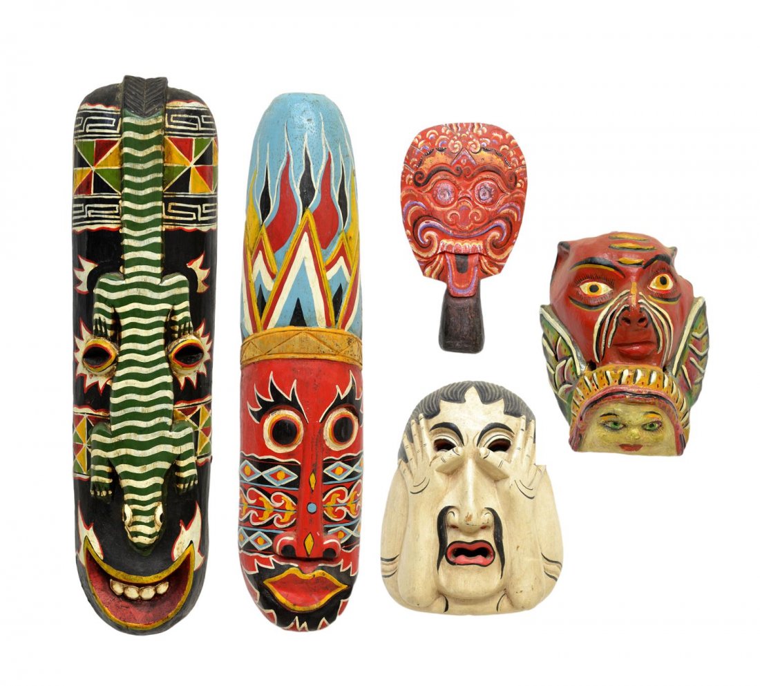 (5) Vintage South American Masks