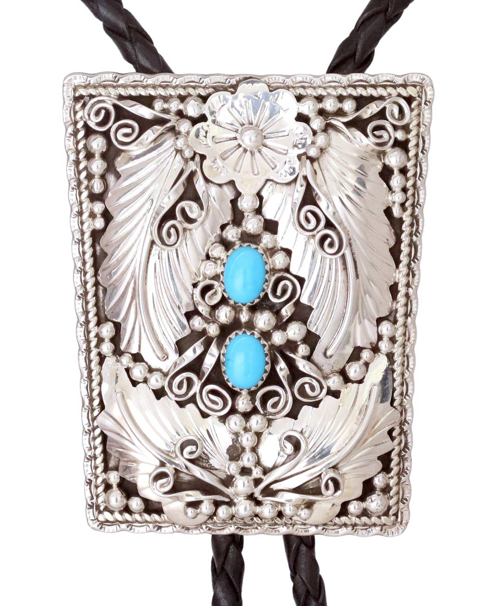 Gary Edwards Navajo Silver & Turquoise Bolo Tie Auction