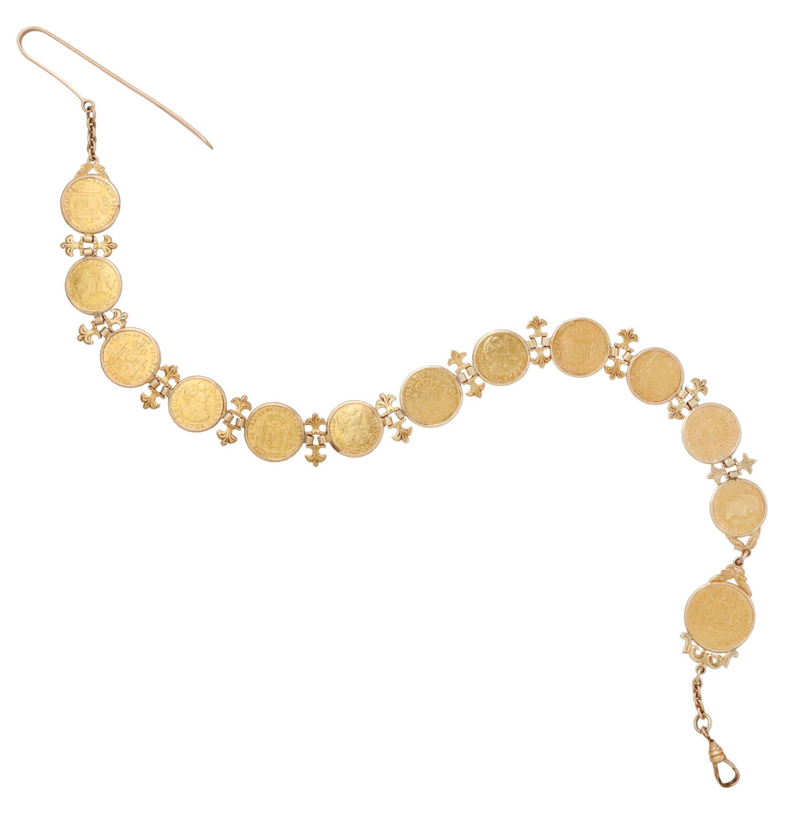 Estate 14kt & Spanish & Colonial Coin Watch Chain Auction