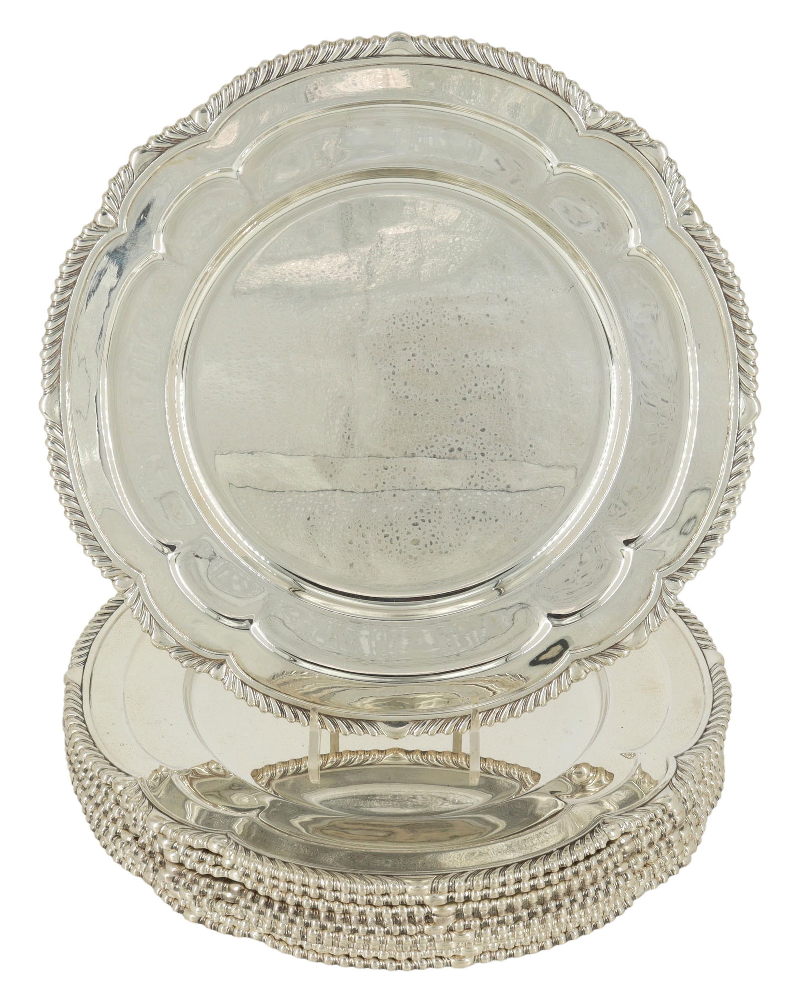 (10) Gorham Sterling Silver Gadroon Edge Chargers