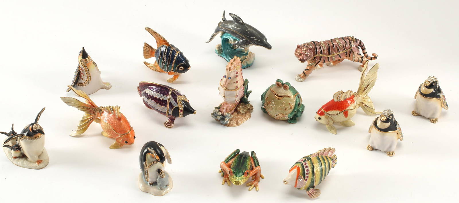 15) Kingspoint Design Enamel Figural Trinket Boxes Auction