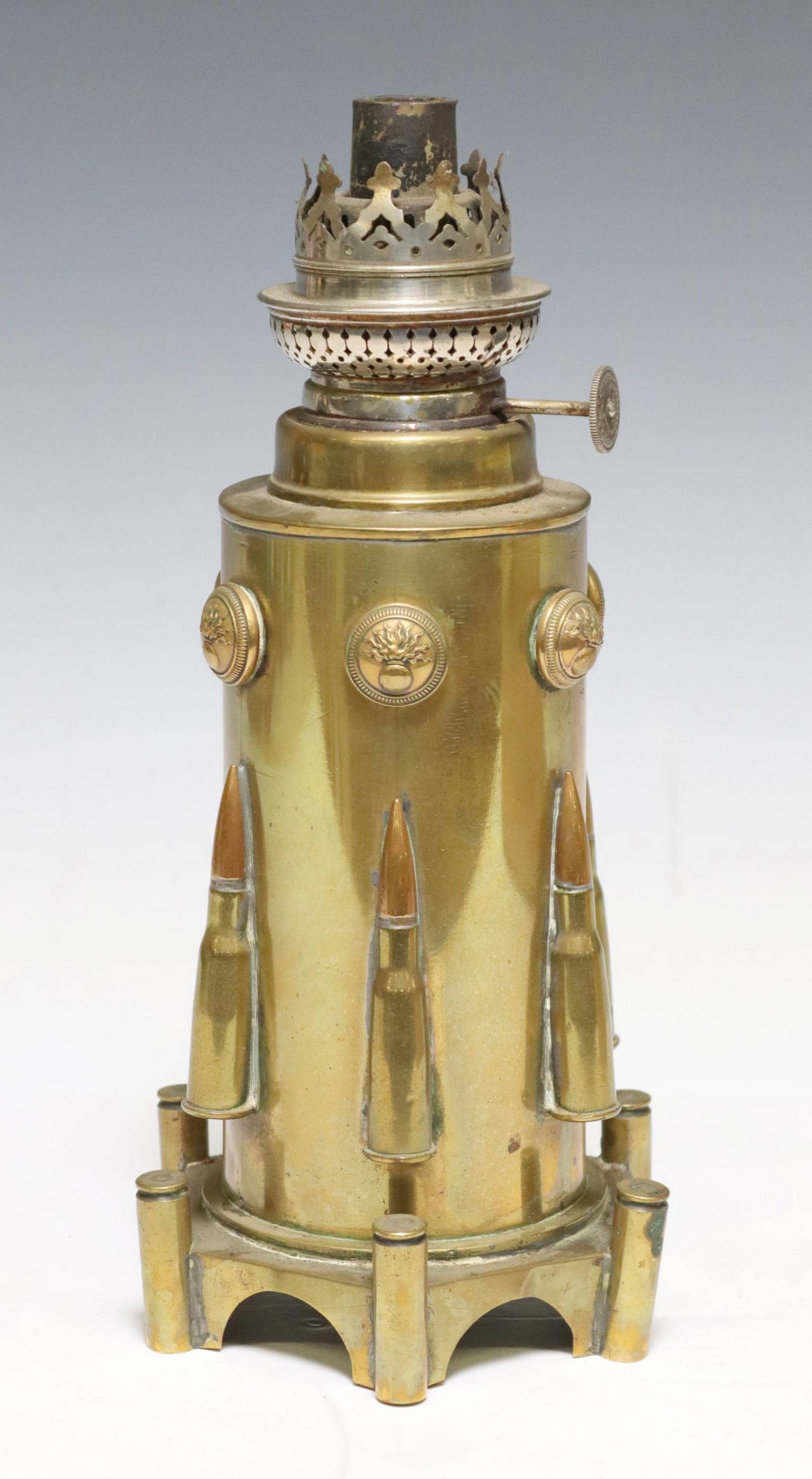 French Wwi-era Trench Art Artillery Shell Oil Lamp Auction